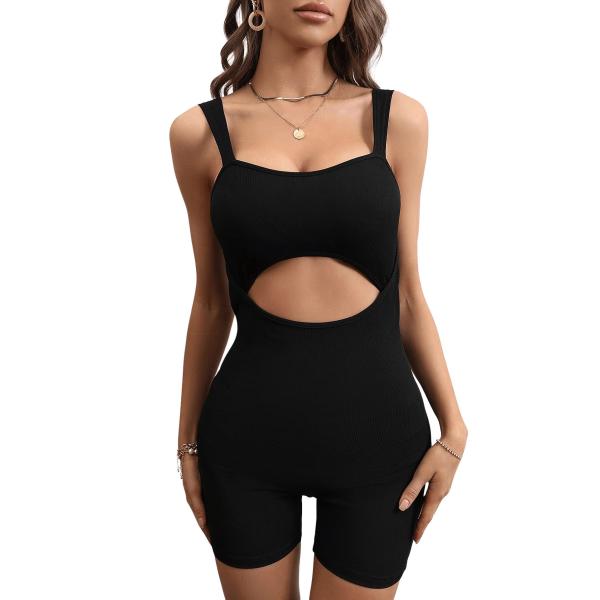 商品名:  Floerns Women's Cut Out Front Bodysuit Sleeveless Unitard Short Jumpsuit Romper Black XSブランド: Floerns商品サイズ: X-Smal...