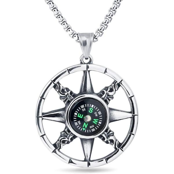 商品名ATDMEI Compass Pendant Necklace for Women Men Stainless Steel Vintge Gothic Jewelryブランド：ATDMEI商品サイズ：高さ：1.4 cm横幅：6.6 c...
