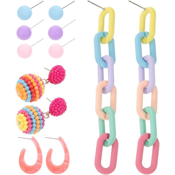 商品名USHOBE 1 Set Chain Earring Set Studs Earrings for Women Chain Hoop Earrings Womens Stud Earrings Link Earrings Stud E...