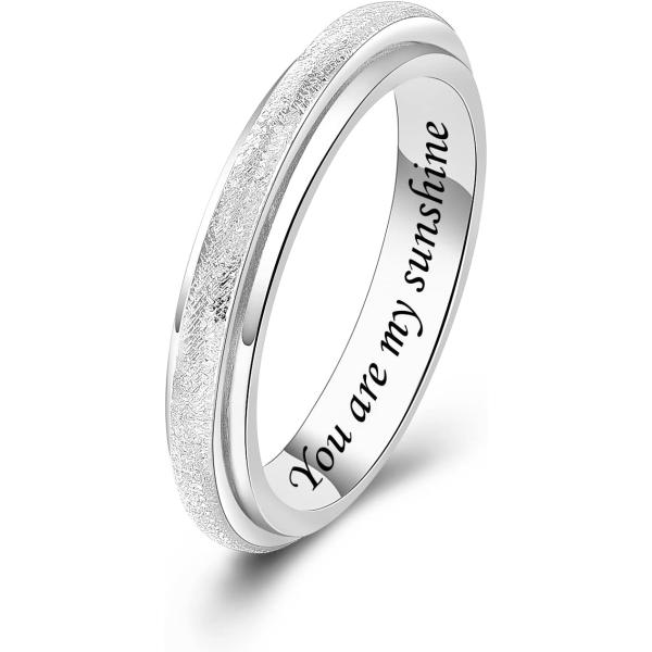 商品名Spinner Fidget Rings Sterling Silver Anti Anxiety Rings Worry Relieving Boredom ADHD Autism Band Rings for Women Me(Y...