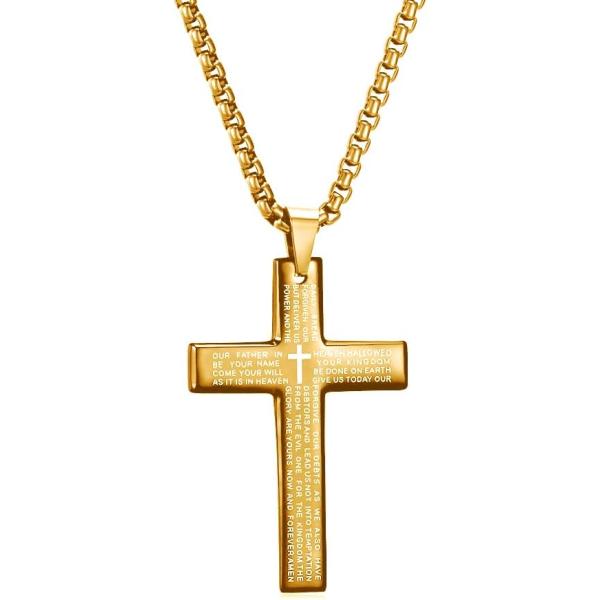 商品名RENYILIN メンズ ステンレススチール クロスネックレス 祈りのベース 洗礼 信仰 ジュエリー, ステンレス鋼, 宝石なしRENYILIN Men's Stainless Steel Cross Necklace Prayer ...