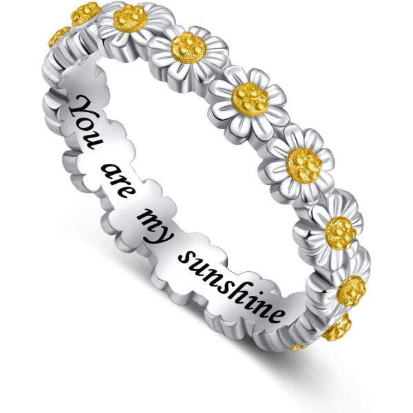 商品名BEILIN 925スターリングシルバー デイジーリング You Are My Sunshine リング レディース ガールズ サイズ6, 金属, キュービックジルコニアBEILIN 925 Sterling Silver Daisy...