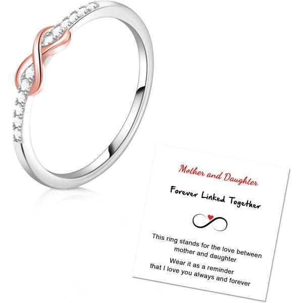 商品名Memgift 女性へのギフト 母の日の誕生日プレゼント 母娘へのキュービックジルコニアリング メッキローズゴールドノット インフィニティリング 姪 孫娘 祖母へのクリスマスギフト, US Standard 5, ジェムストーン, キ...