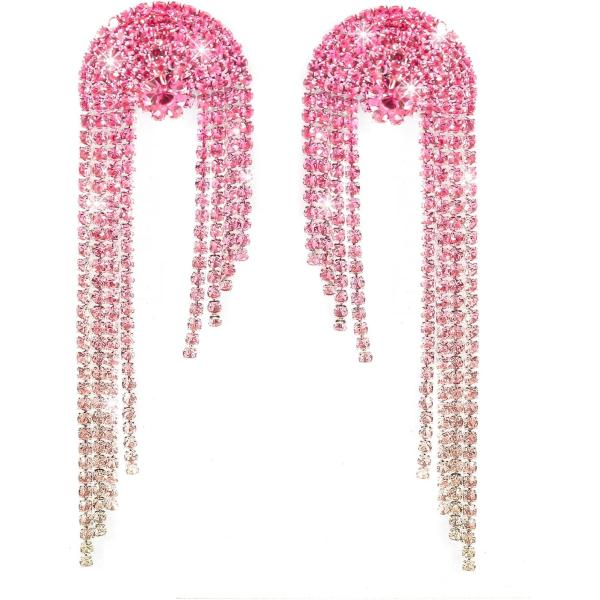 商品名Supra Diamanto ロングタッセルダングルドロップイヤリング レディース ガールズ ファッションパンクイヤリング 鉄合金 低刺激性イヤリング 誕生日パーティー クリスマスジュエリーギフト, 鉄合金, ラインストーンSupra...