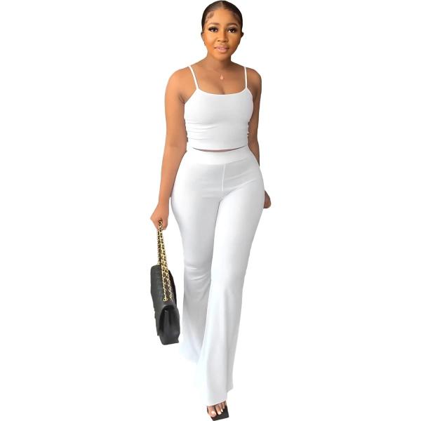 商品名:  NASUN Women's Casual Two Piece Outfits Sweatsuit Sleeveless Crop Basic top Long Flare Pants Tracksuits 2 Piece Set...