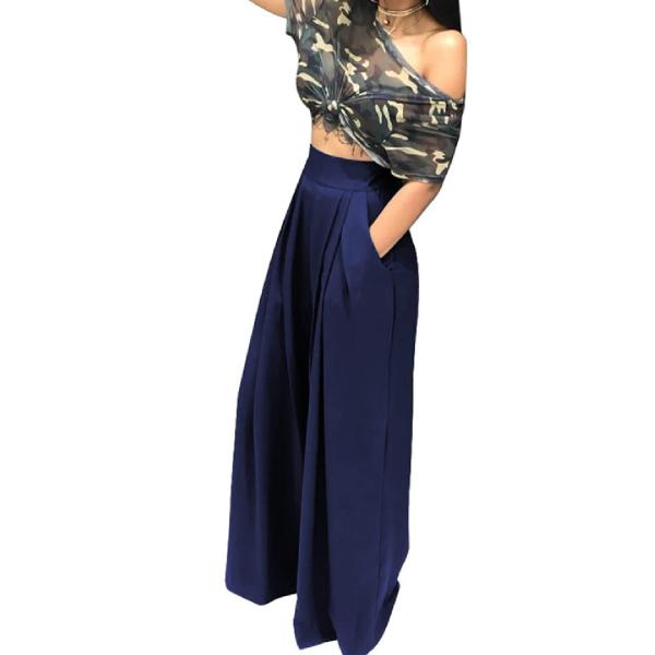 商品名:  A ADILACA Navy Blue Wide Leg Pants for Women, Women Wide Leg Pants, Ladies Casual Work Smart Loose Palazzo Pants f...