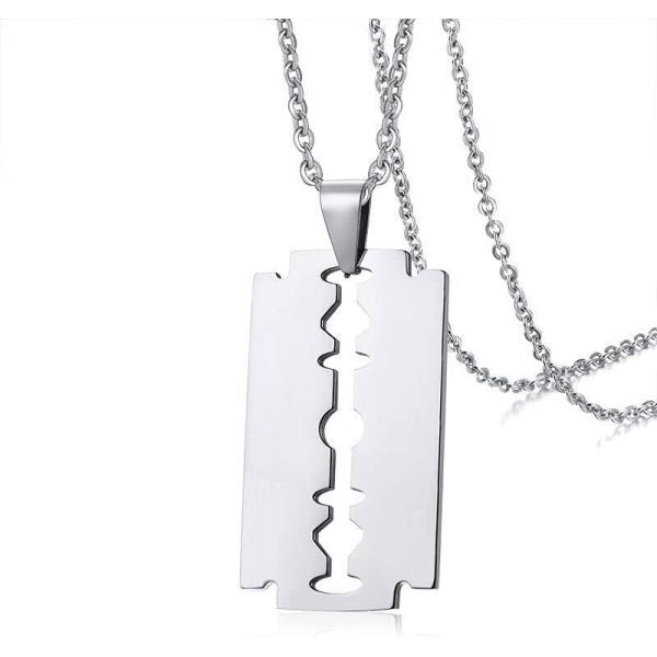 商品名Men's Razor Blade Pendant Necklace for Men Stainless Steel Male Accessories Jewelry for Him with 20 or 24 inch Durabl...