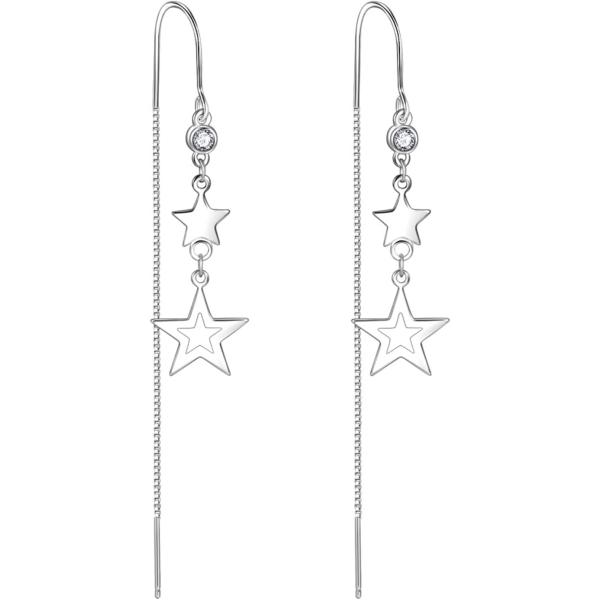 商品名Threader イヤリング レディース 925スターリングシルバー スターイヤリング タッセルイヤリング ロングスレッダー ダングルイヤリング 女の子用, スターリングシルバー, 宝石なしThreader Earrings for ...