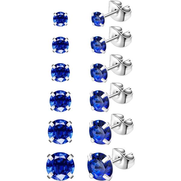 商品名AoedeJ 6/10ペア キュービックジルコニア イヤリング スタッド ブルーイヤリング レディース スタッド ステンレススチール スタッドイヤリング レディース マルチパック, キュービックジルコニア, キュービックジルコニアAo...