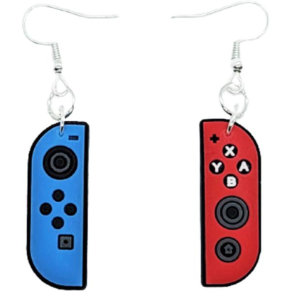 商品名Game Controller Earrings Lead and Nickle Free Silver Plated Fishhooks Red Blue Yazzle Dazzle Arcade Game Over Raid Sq...