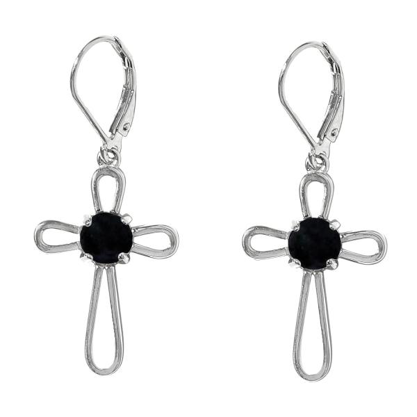 商品名Recycled Antique Glass and Bottles Sterling Silver At The Cross Lever-Back Earrings (Antique Black Depression Glass)ブ...
