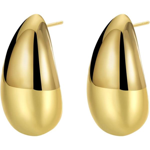 商品名ロングウォータードロップ 18Kイヤリング レディース 光沢仕上げ ドロップレットイヤリング ゴールド&amp;シルバー, 合金鋼, 宝石なしLong Waterdrop 18k Earrings for Women Polished...