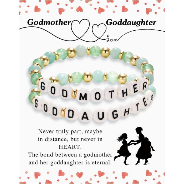 商品名FERVENT LOVE ゴッドマザー ゴッドドーターブレスレット 母の日 ゴッドマザーギフト ゴッドマザーからのゴッドマザーギフト ゴッドチャイルドからのゴッドマザーギフト ストレッチビーズゴールドブレスレット レディース FLBR...