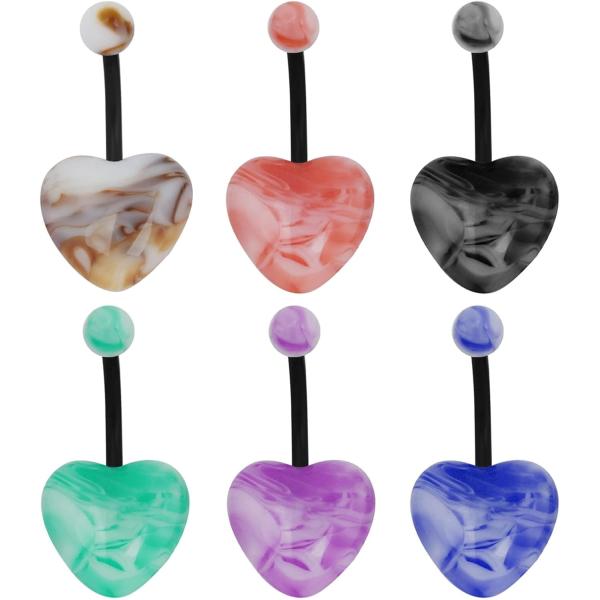 商品名CABBE KALLO ベリーリングキット 6個 ハートストーン ベリーボタンリング ラブハート へそリング カーブバーベル ボディピアス ジュエリー女性用 セット, ストーン, 宝石なし。CABBE KALLO 6Pcs Belly...