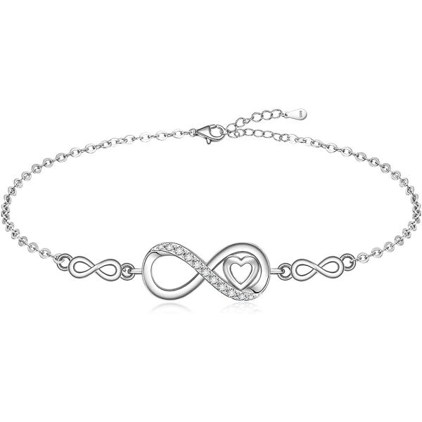商品名Infinity Anklet Heart Infinity Ankle Bracelets for Women 925 Sterling Silver Summer Anklet Adjustable Endless Love Je...