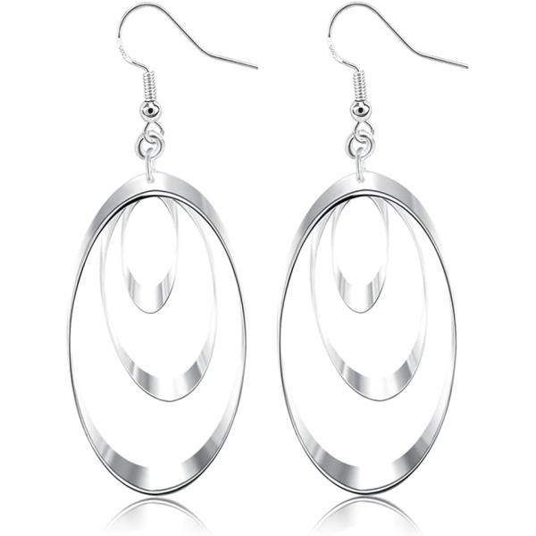 商品名MYLYAHY リニアサークル ドロップイヤリング レディース クラシック インフィニティ ボーホー ダングルイヤリング レディース ガールズ S925スターリングシルバー イヤリングフック, スターリングシルバー, クォーツMYLY...