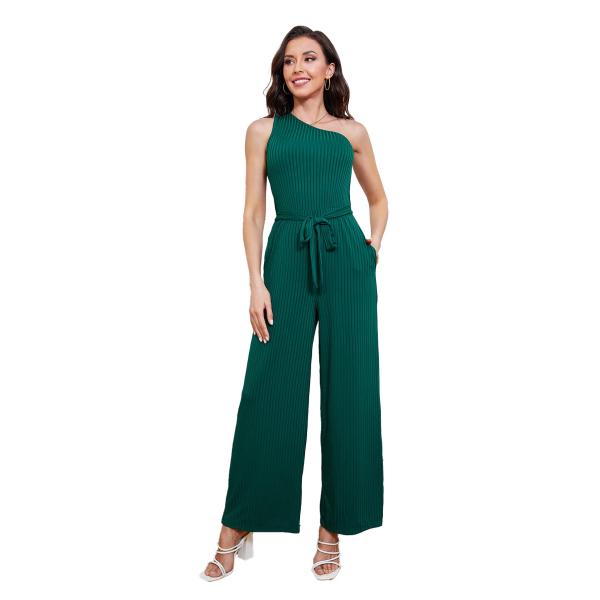 商品名:  WDIRARA Women's One Shoulder Sleeveless Wide Leg Belted Unitard Jumpsuit Pants Dark Green Sブランド: WDIRARA商品サイズ: Sma...