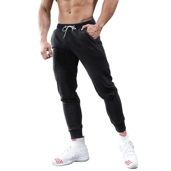 商品名: WDIRARA メンズ ドローストリング ウエスト ジョガー スポーツパンツ 無地 スウェットパンツ スラントポケット付き, ブラック, Large WDIRARA Men's Drawstring Waist Jogger Sp...