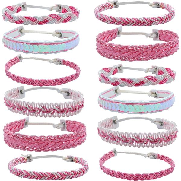商品名Fablinks ピンク編みブレスレット 女性用 調節可能なブレスレット ティーン用 ピンクブレスレット 女性用, 宝石なし。Fablinks Pink Braided Bracelets for Women, Adjustable ...