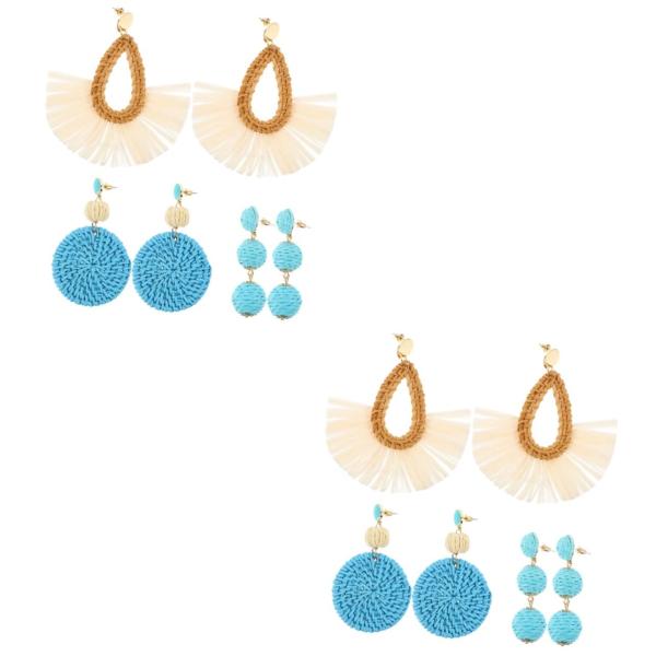 商品名: NOLITOY 6組 ラタンイヤリング イヤリング ビーチイヤリング レディース サマージュエリー アクセサリー パラミュージャー ファッション, 7X4.8X4.8CMx2pcs, 亜鉛, 宝石なし NOLITOY 6 Pair...