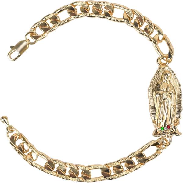 商品名聖母マリア チェーン ゴールドブレスレット レディース ガールズ La Virgen De Guadalupe ブレスレット グアダルーペの聖母 チャーム Pulseras De Mujerメキシカンジュエリーギフト Brazalet...