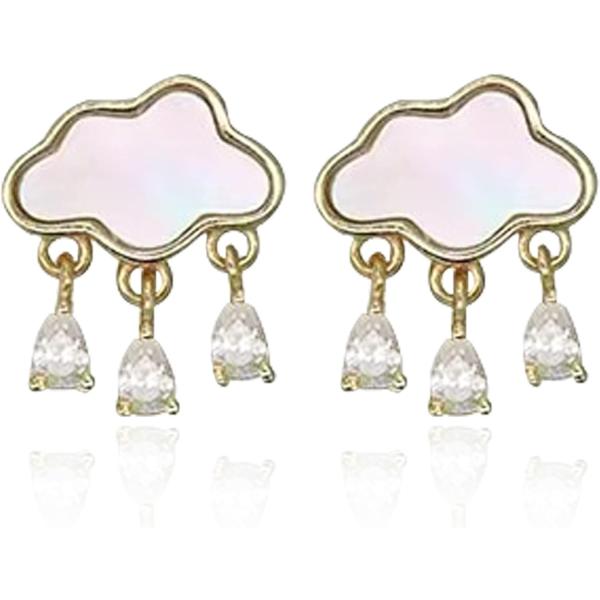 商品名CWVHQ クラウド レインドロップ アロイ ダングル イヤリング キュート ウォータードロップ ラインストーン 透明 樹脂 イヤリング レディース ガールズ, 金属, NP。CWVHQ Cloud Raindrop Alloy Da...