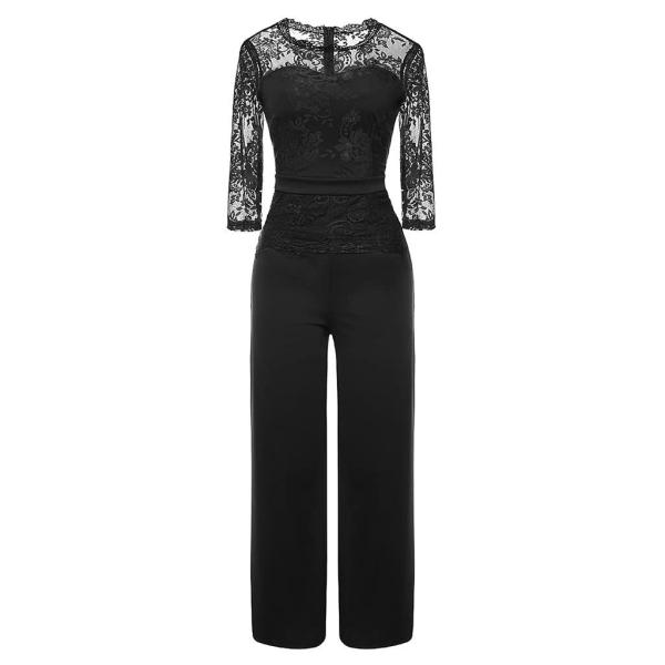 商品名:  Formal Jumpsuits for Women Lace 3/4 Sleeve Slim Long Jumpsuit Pants High Waist Wide Leg Romper Evening Party Rompe...