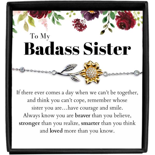 商品名To My Badass Sister ブレスレット 925スターリングシルバー 姉妹への誕生日プレゼント 姉妹からのギフト 姉妹への誕生日 クリスマスギフト, 7 inches, スターリングシルバー, キュービックジルコニアBad...
