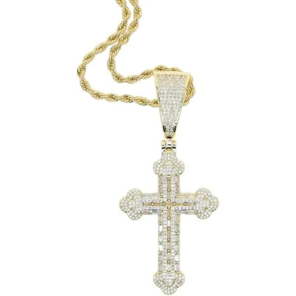 商品名上品なクロスペンダントネックレス メンズ レディース ヒップホップ アイスアウト ミニマリスト トレンディジュエリー, 真鍮, キュービックジルコニアDainty Tree Cross Pendant Necklace for Men...