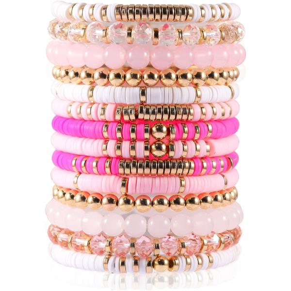 商品名レインボービーズ フレンドシップ 重ね付け可能なブレスレットセット レディース ガールズ パールゴールド スペーサー ビーズ ボーホー Vsco ブレスレット スマイリーフェイス ポリマークレイ ヘイシ ディスク ビーズ Pulser...
