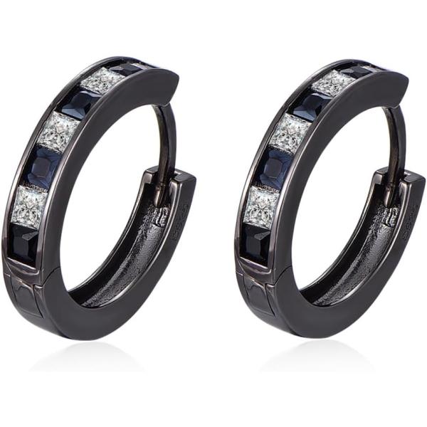 商品名Immobird シルバーフープイヤリング メンズ 低刺激性 925スターリングシルバー フープイヤリング ユニークでスタイリッシュ 息子/兄弟/ボーイフレンドに, 0.59""(15mm), スターリングシルバー 銅, スピネル キ...