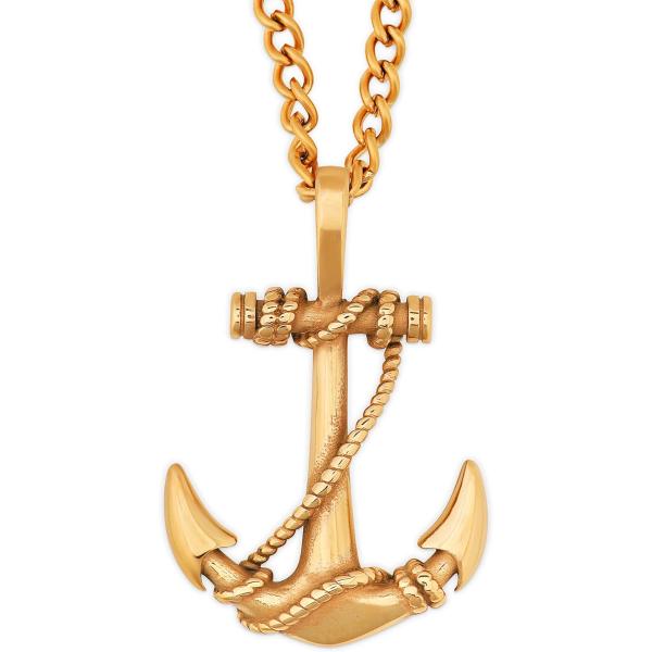 商品名HAQUIL ケルト十字架 トリケトラノット チャームペンダントネックレス ケルトアイリッシュジュエリー 男性と女性へのギフト, ステンレス鋼, 宝石なしHAQUIL Anchor Necklace, Gold Plated Stai...