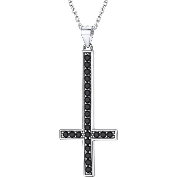商品名PROSILVER 逆さまクロスネックレス レディース メンズ 925スターリングシルバー 反転クロスネックレス ホワイト/ブラックキュービックジルコニア ギフトボックス付き, キュービックジルコニア スターリングシルバー, キュービ...
