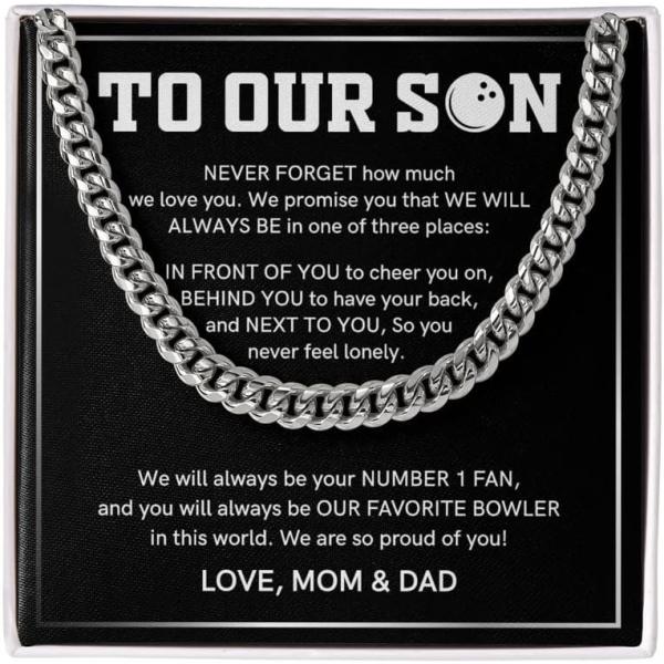 商品名Flairy Land Sport Son Bowling Necklace Cuban Chain Silver - NEVER FORGET How Much We Love You - Bowling Gift Athlete ...