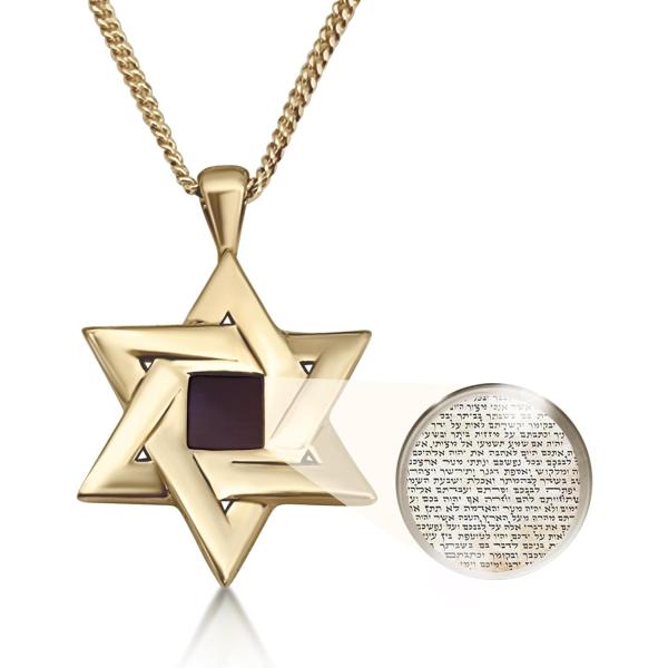 商品名ダビデの星ネックレス 最小のナノバイブル付き - ヘブライ語ペンダント 0.2インチのマイクロチップにタナク聖書の聖典全体付き 金メッキ シルバーユダヤ教ジュエリー 彼または彼女への宗教的信仰ギフト 20インチ 宝石なし, 宝石なしS...