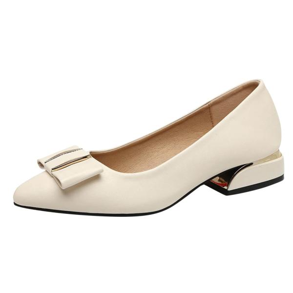 商品名:  Women's Chunky Heels Closed Toe Low Block Work Shoes Pointed Toe Dress Comfortable Dress Wedding Pumps Beigeブランド: ...