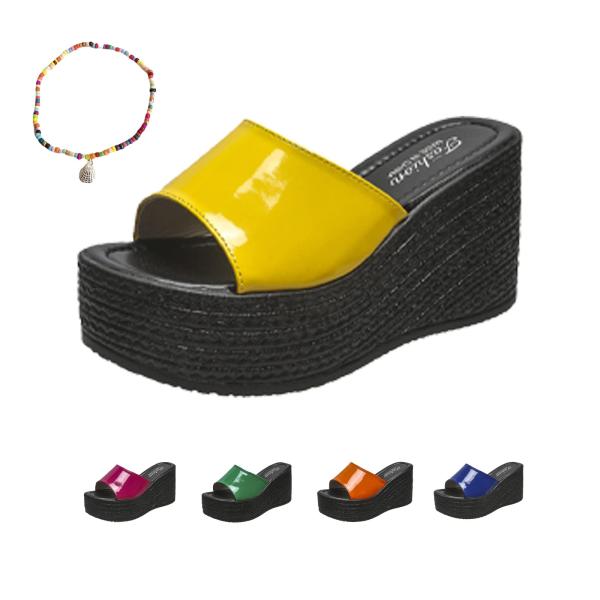 商品名:  Lymphvity Women's Fish Mouth Open Toe Platform Sandals Slides,Summer Fashion Outdoor Slip On Mule High Heeled Wedg...