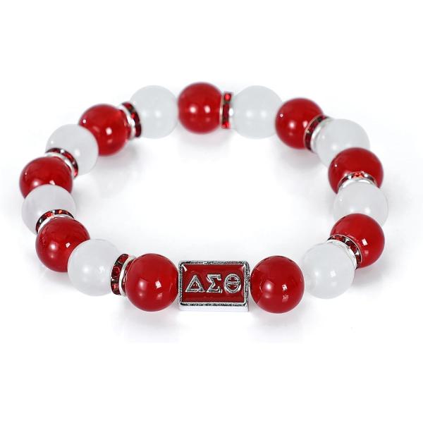 商品名Koop Delta Sorority Paraphernalia ブレスレット レディース 1913 ソロリティジュエリー フェイクパールブレスレット ビーズブレスレット ギフトボックス付き, ジェムストーン, ピンク クォーツKo...