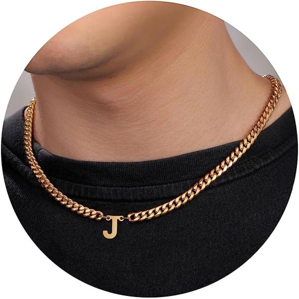 商品名イニシャルIDペンダント ステンレススチール 6mm キューバリンクチェーン ネックレス 誕生日 卒業 クリスマス ジュエリー ギフト ボーイフレンド 父 兄弟 旦那, ステンレス鋼, 宝石なしInitial Necklace for...