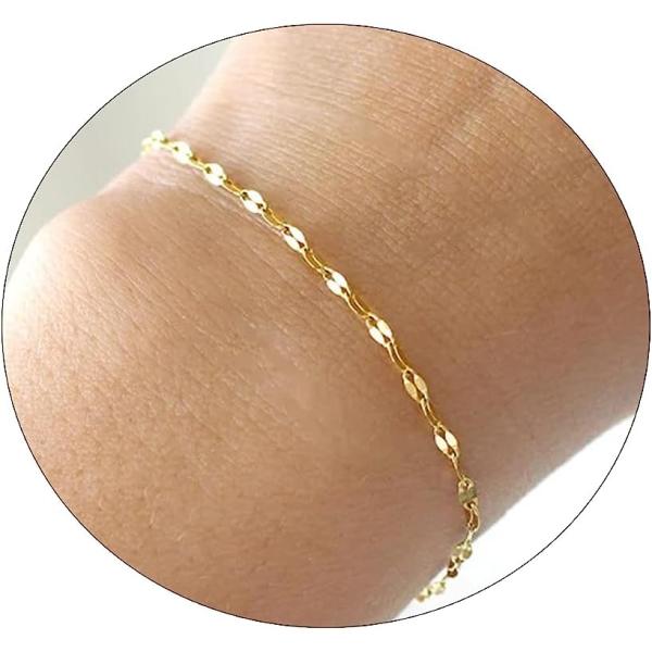 商品名foyjoey 18Kゴールドパールビーズチェーンブレスレット レディース 調節可能 ステンレススチール 上品な薄いゴールドボックス キューバンツイストリンクチェーンブレスレット ブライズメイドジュエリーギフト 女の子向け, 均 , ...