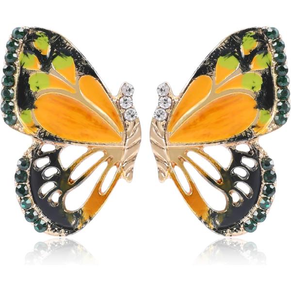 商品名バタフライピアス 樹脂スタッドイヤリング レディース ガールズ ハンドメイド カラフル イヤリング プリント 印象派 六角形 キュート フェイクハンマーメタルグリーン かわいいスタッドイヤリング ジュエリーギフト, 金属, 宝石なしB...