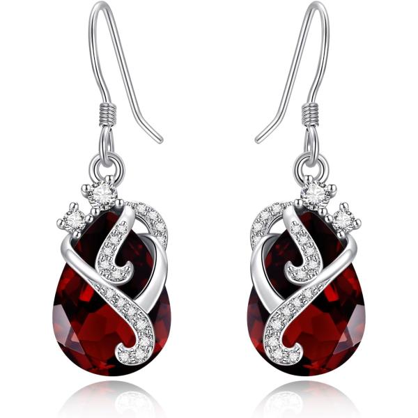 商品名AENEAS 誕生石ピアス 925スターリングシルバー クリスタルイヤリング 女性への誕生日プレゼントに ギフトボックス付き, スターリングシルバー, 人工ガーネットAENEAS Garnet Earrings for Women S...