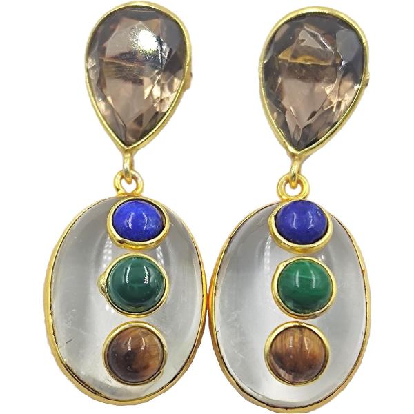 商品名Natural Multi Gemstone Beaded earring Bezel set earring for woman Handmade jewelry Bohemian Beautiful Fashion Jewelry...