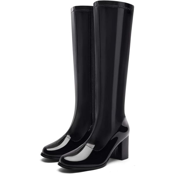 商品名Coutgo Womens Gogo Knee High Boots Square Toe Chunky Block Heel Costume Party Cosplay Dress Shoesブランド：Coutgo商品サイズ：9高さ...