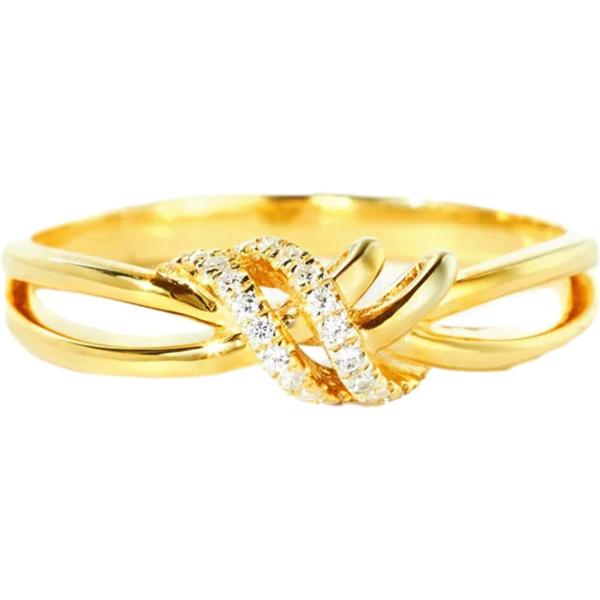 商品名LOVPEPY 「The Love Between Mother and Daughter is Forever Mother Daughter」リング 925スターリングシルバー 娘 母 ゴールドハート 中空 結び目 ラブ ジルコン...