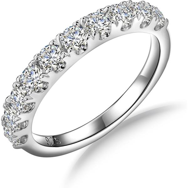 商品名DAYBYDAY モサナイト エタニティリング 925スターリングシルバー 0.3ct-1ct Dカラー VVS1 人工ダイヤモンド 重ね付け可能 ツイスト結婚指輪 女性用 サイズ6~10, ジェムストーン, モアサナイトDAYBYD...