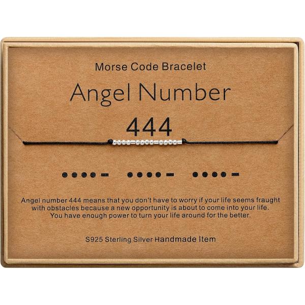 商品名エンジェルナンバーブレスレット レディース モールス信号ブレスレット 数秘術ジュエリー インスピレーションを与えるギフト 女性向け, 宝石なし。Angel Number Bracelets for Women 444 Morse Co...
