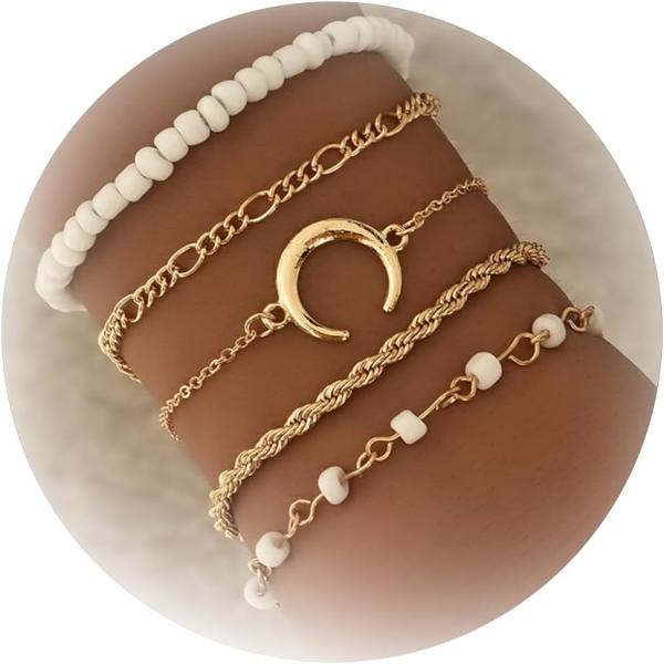 商品名Layered Bracelet for Women Gold Layered Bracelet Summer Beach Bracelet Moon Chain Bracelet Boho Bracelet Jewelry Gift...