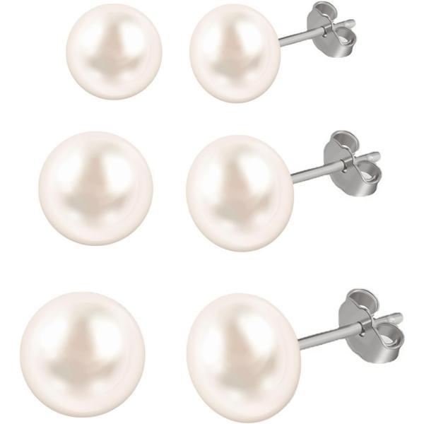 商品名3組 パールスタッドピアス レディース ゴールド シルバー ラウンド ボール パール スタッド 低刺激性 イミテーション パール スタッド イヤリング 女性へのギフトに, ステンレス鋼, 宝石なし3 Pairs Pearl Stud ...