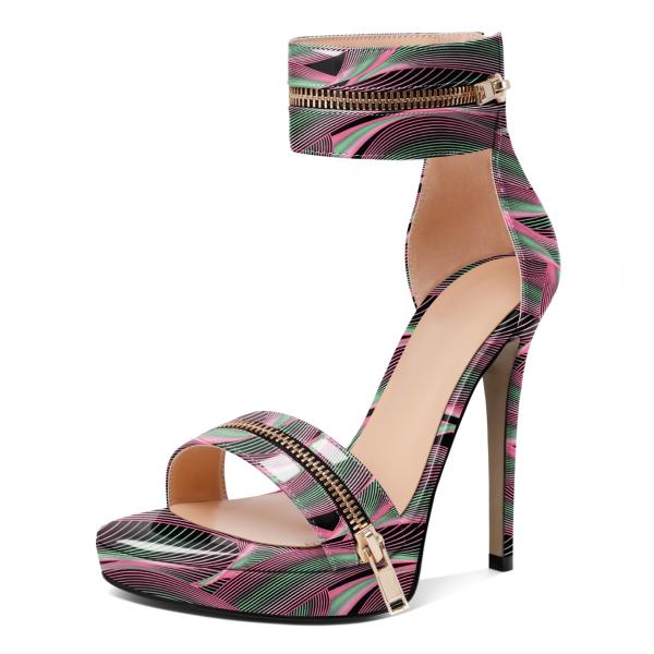 商品名:  Joseywade Platform Stiletto Heels Heeled Sandals For Women Open Peep Toe Sky High Heels 5 Inch Strappy One Strap P...